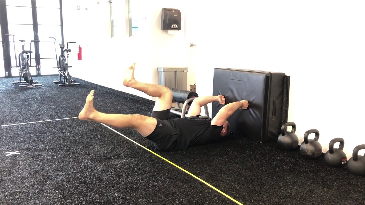 Wall push alternating deadbug - YouTube