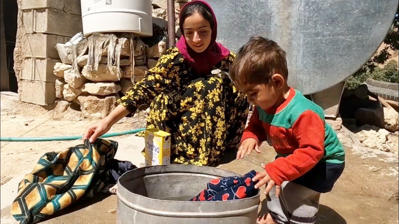 Daily Life: Washing Pillow Covers & Changing Baby Clothes in Rural ...