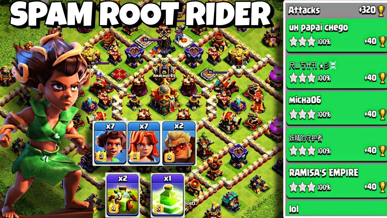 SWAG SPELLS ON EVERY BASE 🔴 SPAM ROOT RIDER VALKYRIE WITH DRUID ...