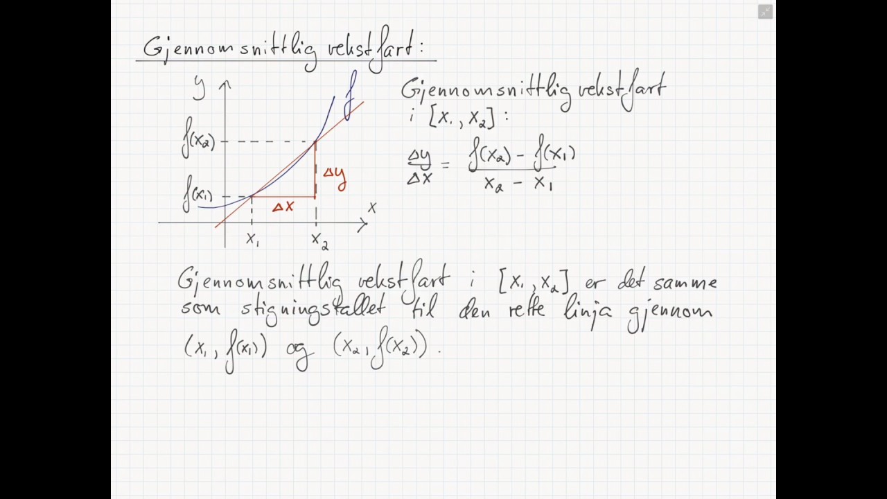Matematikk 1T: Gjennomsnittlig vekstfart - YouTube