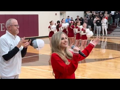 Student Body President Katie Carson Wows Crowd w/ National Anthem at ...