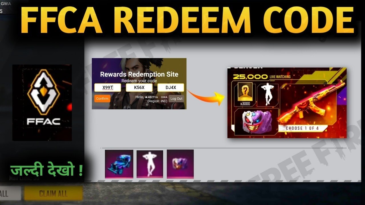 Free Fire FFAC Redeem Code 🤩 | Live Stream Watching Redeem Code | 28 ...