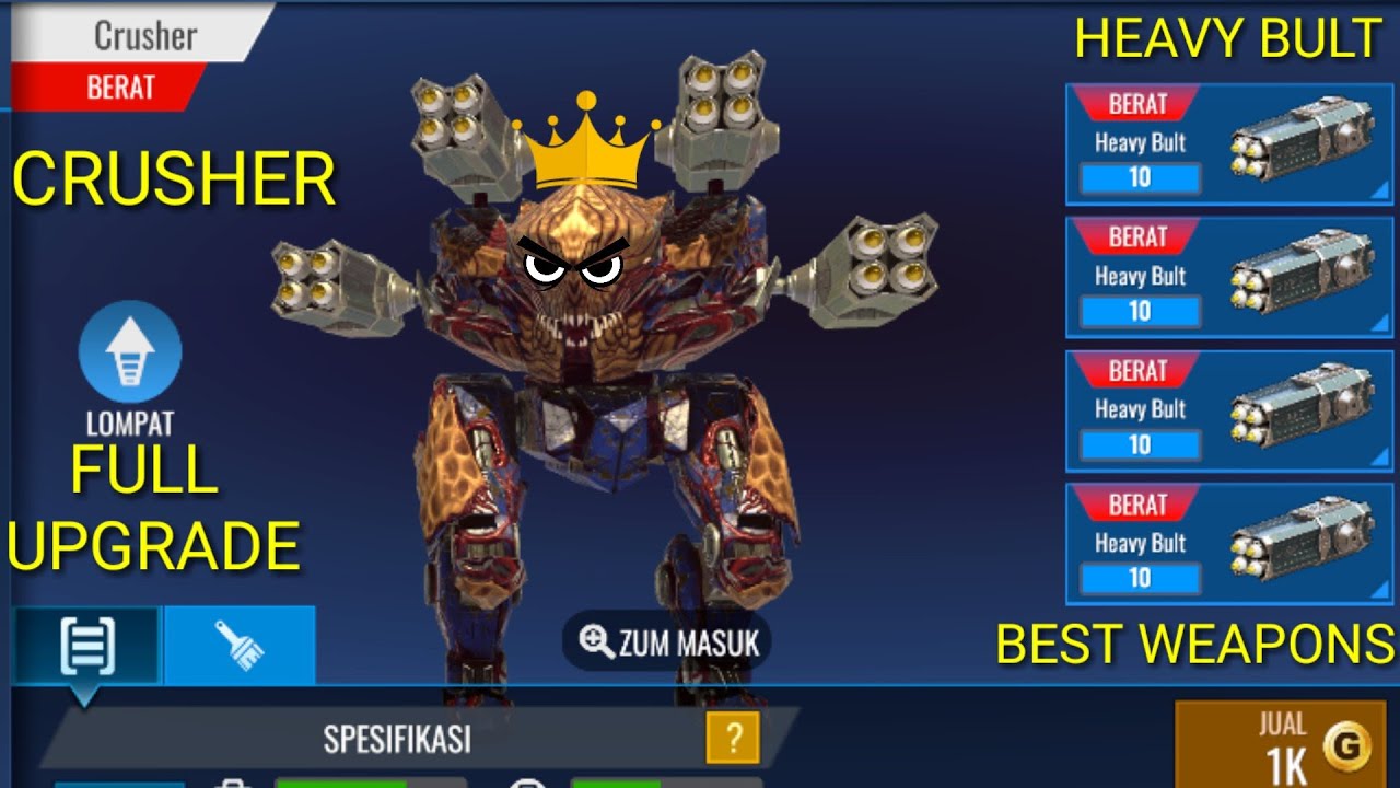 *best weapon heavy bult* mech wars multiplayer robots battle* crusher ...