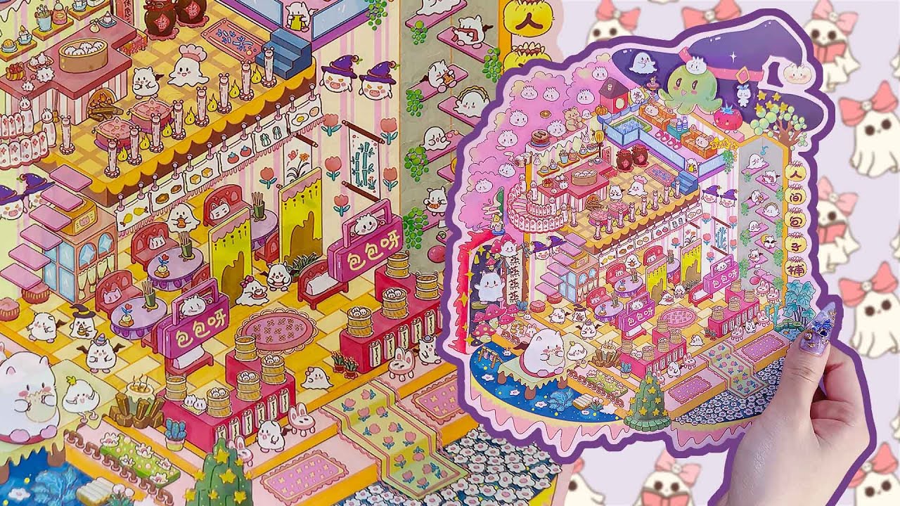 [ASMR] DIY Building the Cutest Galaxy Ghost Dumpling Restaurant | 3D ...