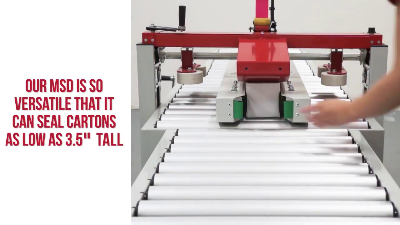 MSD Simple Pack Seal System Manual Sidedrive Carton Sealer - YouTube