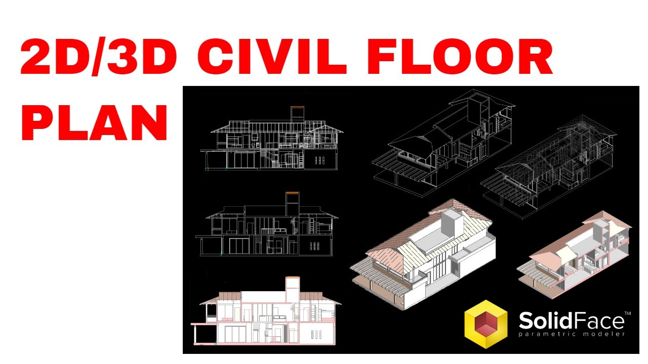 3D modeling software creating a 2D Civil floor plant - YouTube