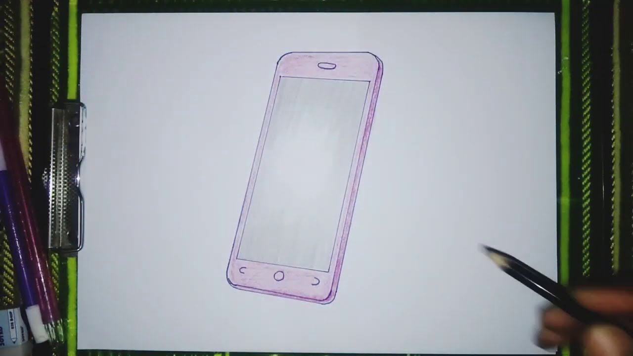 Cara menggambar dan mewarnai Handphone / Ponsel yang mudah tapi ...