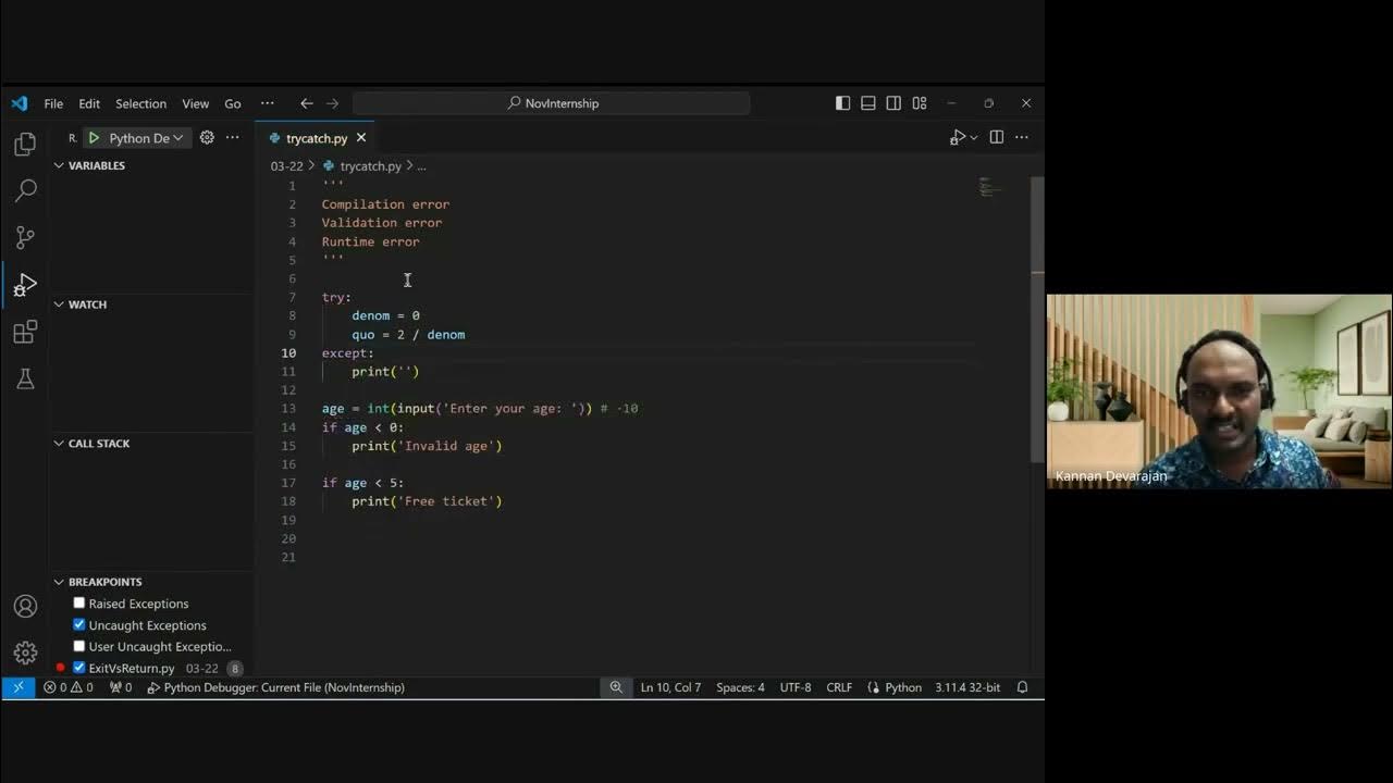 Python - Exception handling using try-except (in Tamil) - YouTube
