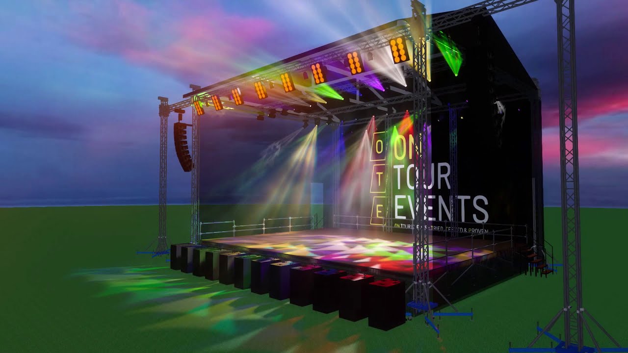 12 Meter Outdoor Festival Stage With Sound & Stage Lighting Package. On ...