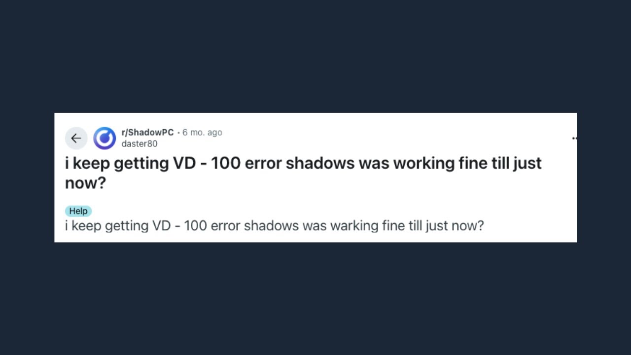 How To Resolve Shadow PC Error Code vd-100? - YouTube