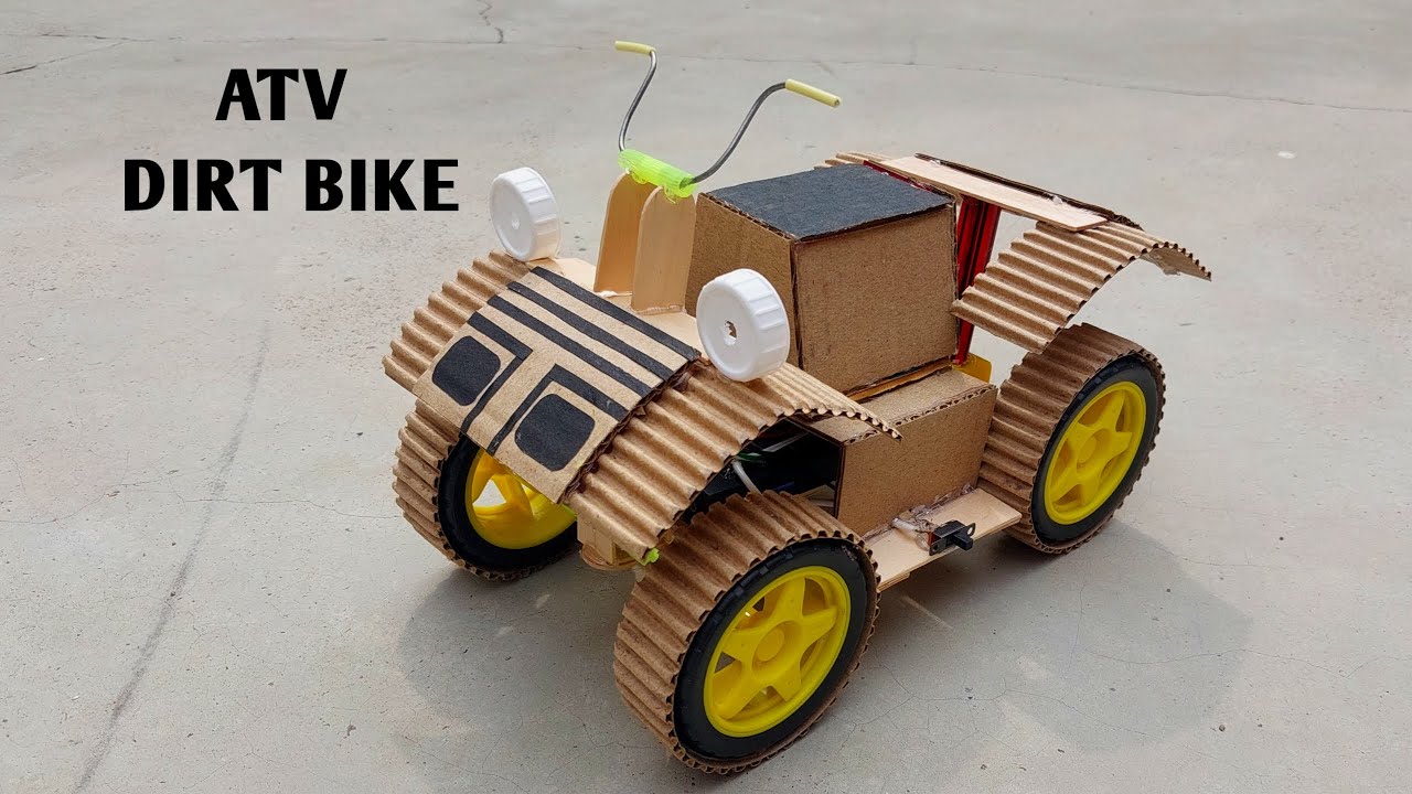 How to Make a Dirt Bike From Cardboard - ATV Quad 4 Wheels Bike - YouTube