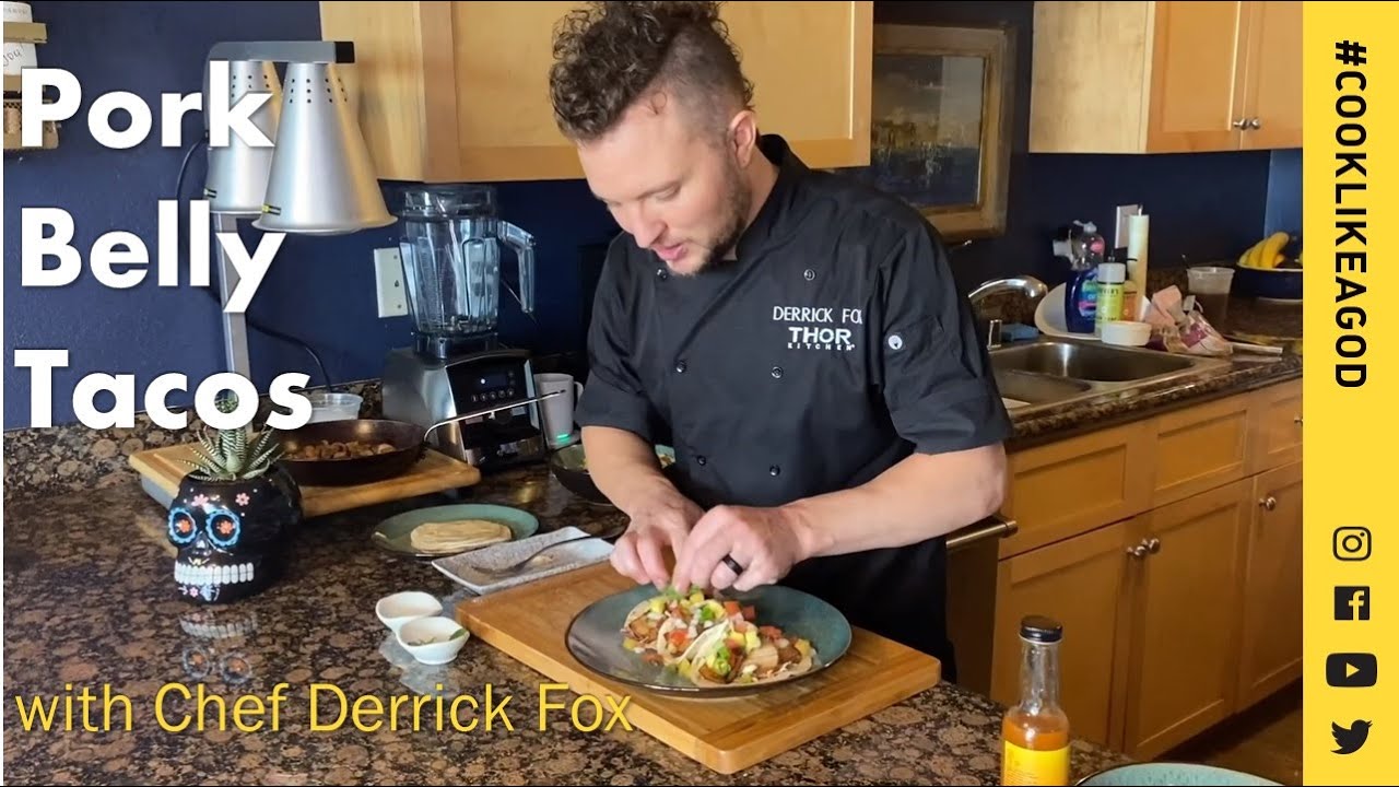 Chef Derrick Fox cooks up Pork Belly Tacos - YouTube