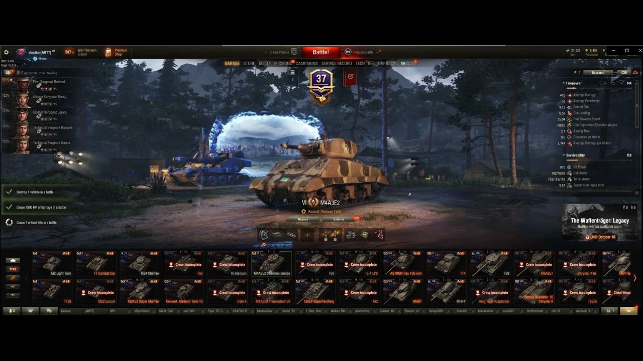 WOT tier 6 USA MT M4A3E2 daily play VII 坦克世界（战车世界） - YouTube