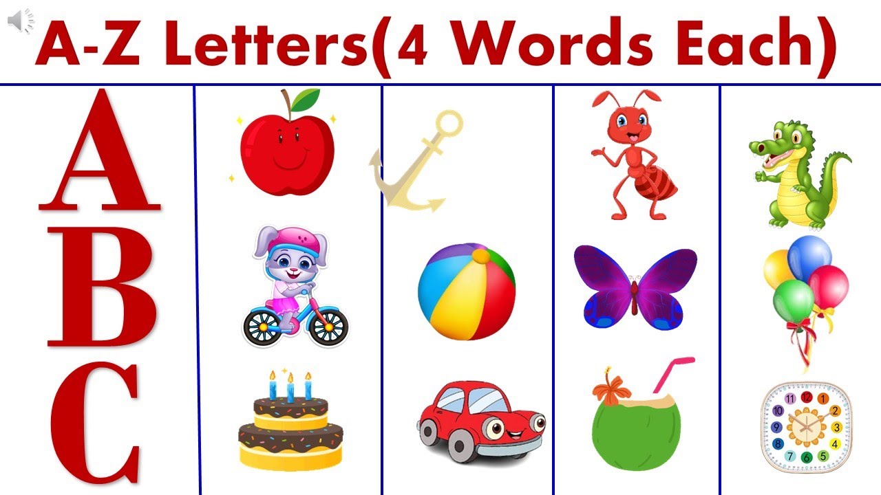 English Exercise || A to Z 4 letter words fro kids/ Fun Learning for ...