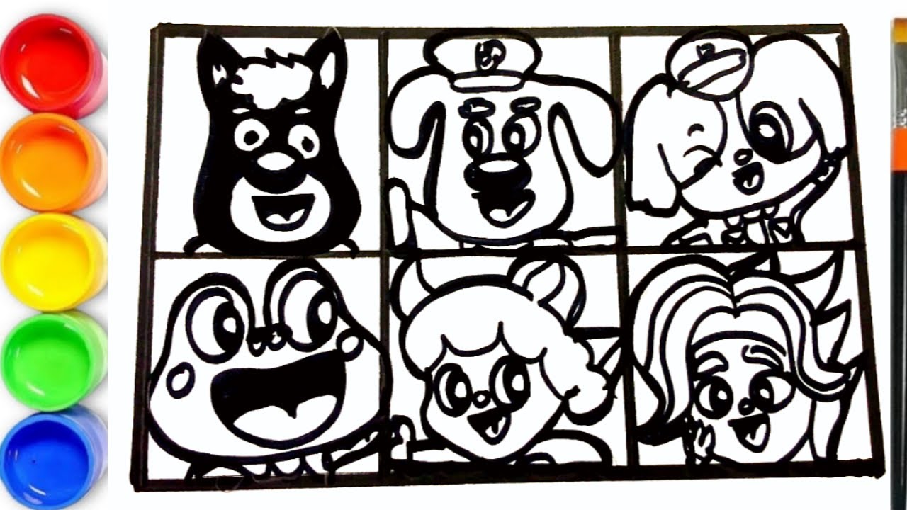 🚒 DRAW AND COLOR SHERIFF LABRADOR, DOBBY AND DODO 🚓🚐 Driving Center for ...