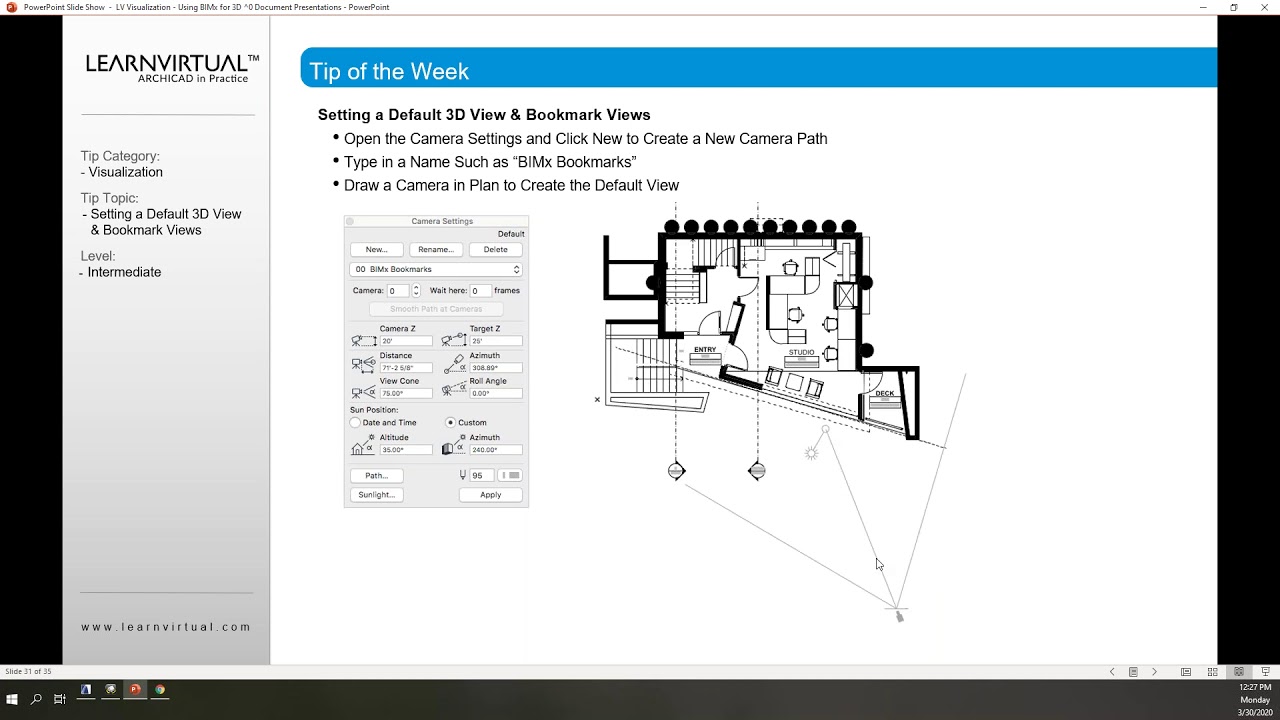 Setting a Default 3D View and Bookmark Views in ARCHICAD - YouTube