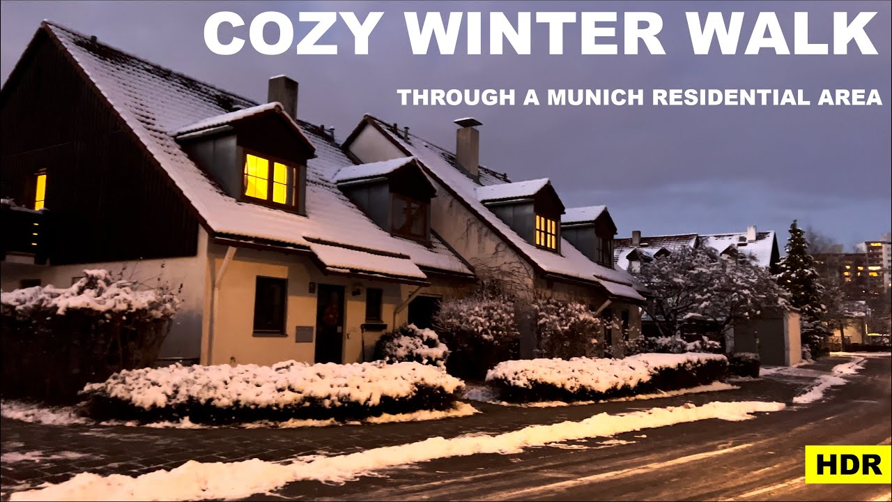 HDR VIRTUAL WINTER COZY WALK through a residential area in Munich - YouTube