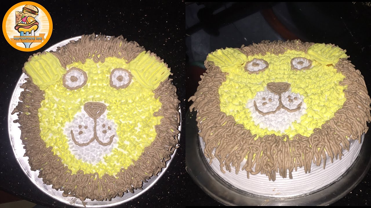 Homemade easy Lion cake design for kids by Mouthwatering Zone - YouTube