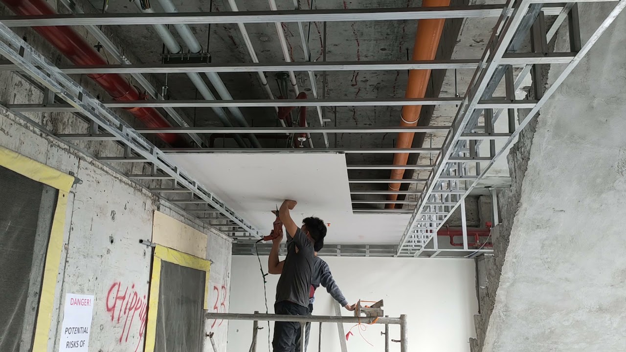 Installation of Hardiflex Board at Ceiling - YouTube
