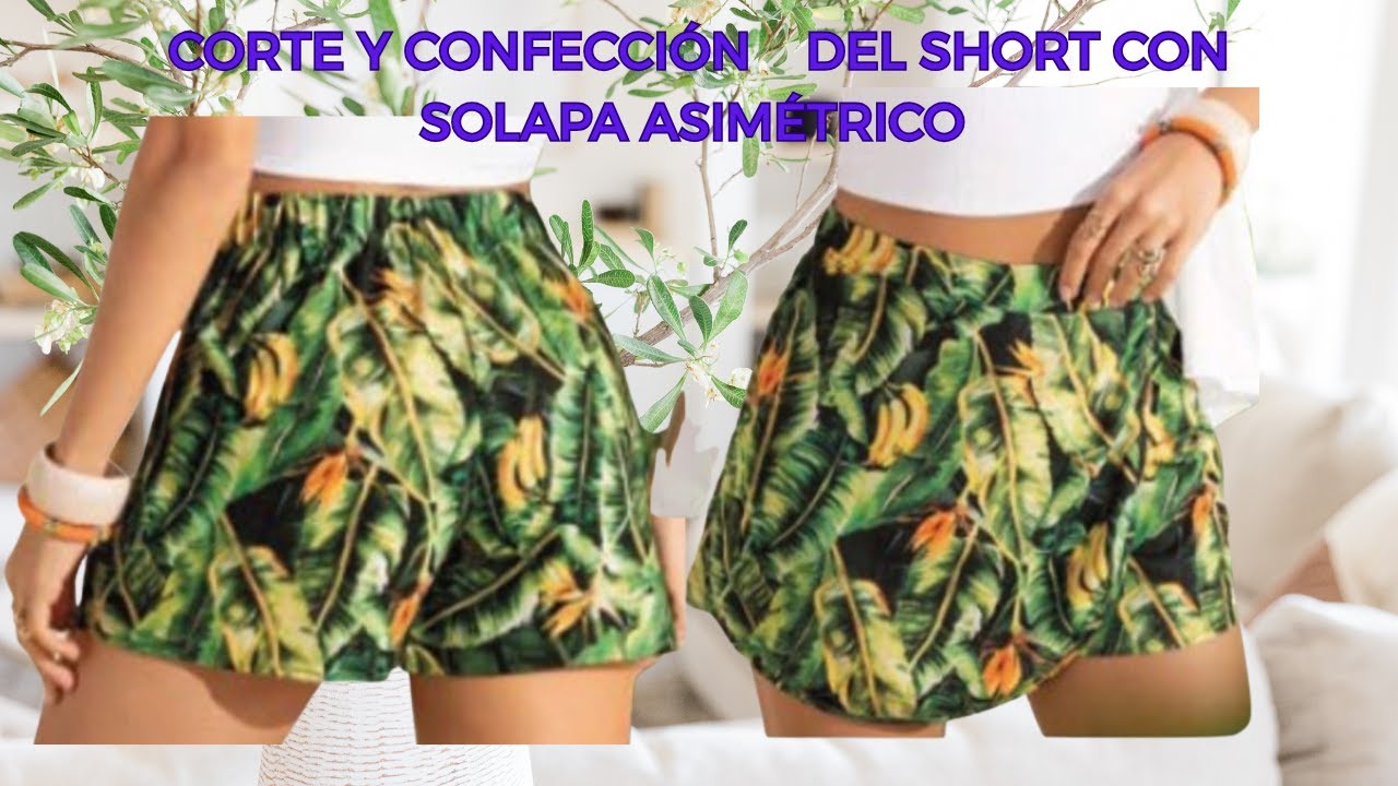 Como hacer la confección del short con solapa asimetrica - YouTube