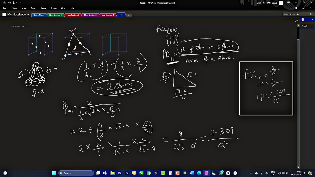 Planar Density for FCC Planes (111) (110) and (100) - YouTube