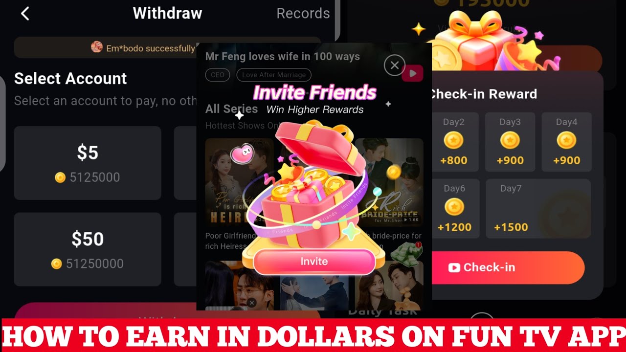 HOW TO EARN IN DOLLARS ON THE FUN TV APP - YouTube