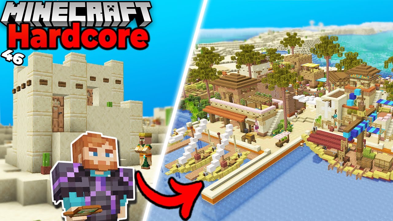 I Built a MEGA DESERT VILLAGE in Hardcore Minecraft 1.20 Survival Let's ...