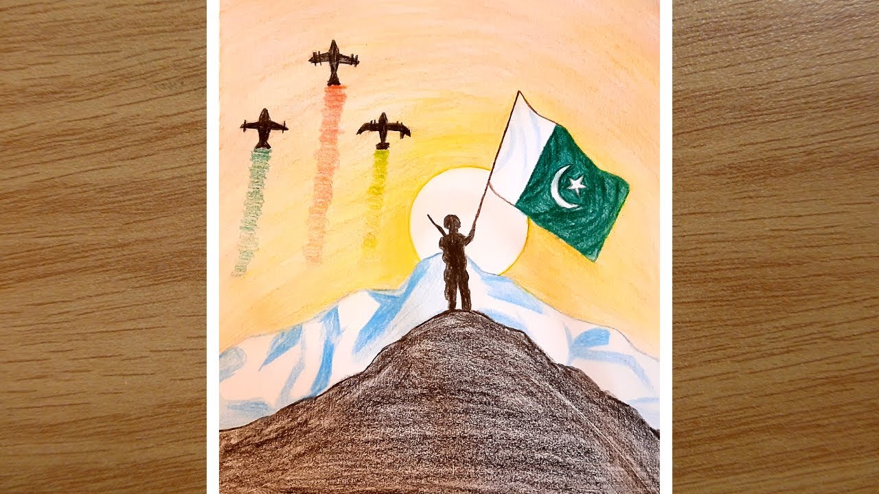 6 September Drawing🇵🇰| How to Draw Defence day Step by Step| Pakistan ...