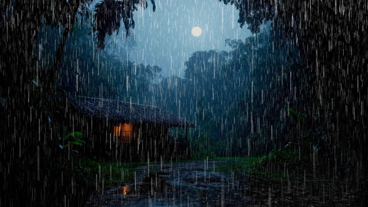 Heavy Rainfall with Thunder – Nature Sounds at Night - YouTube