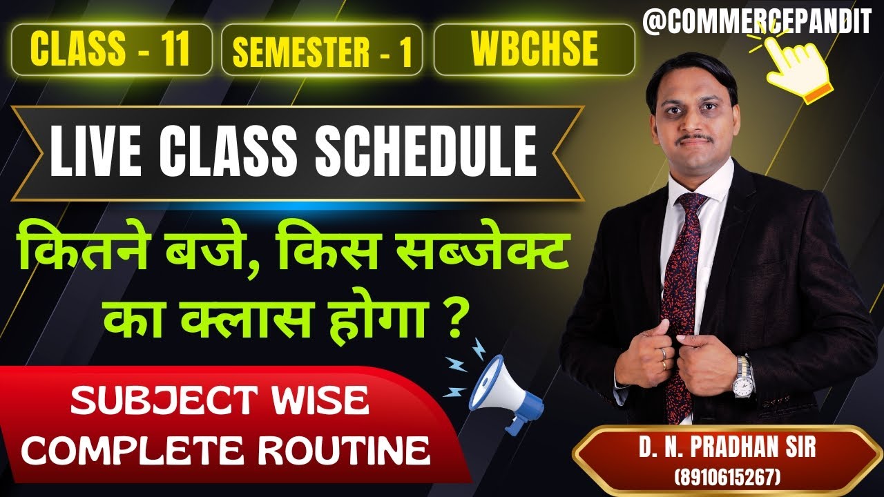 Live Classes Schedule for Commerce Pandit Students | Subject Wise ...