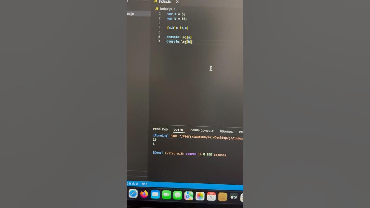 Swap two variables in javascript - YouTube