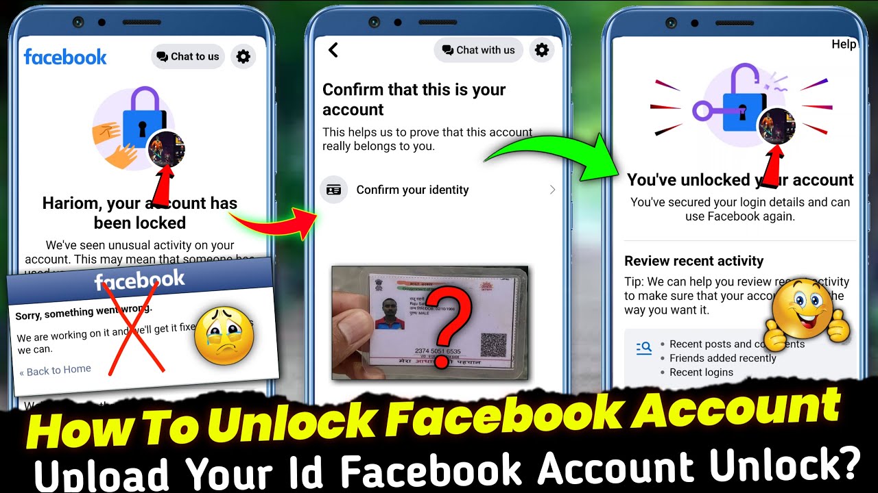 How To Unlock Facebook Account Confirm Your Identity | Facebook Account ...