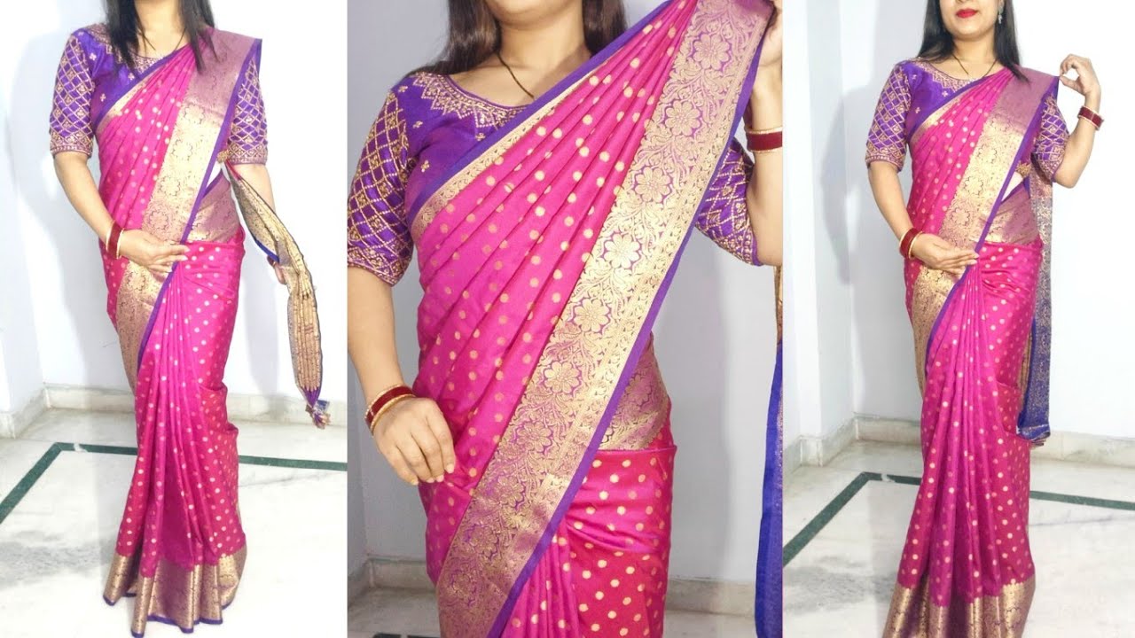 wedding style banarasi silk saree draping | banarasi silk saree draping ...