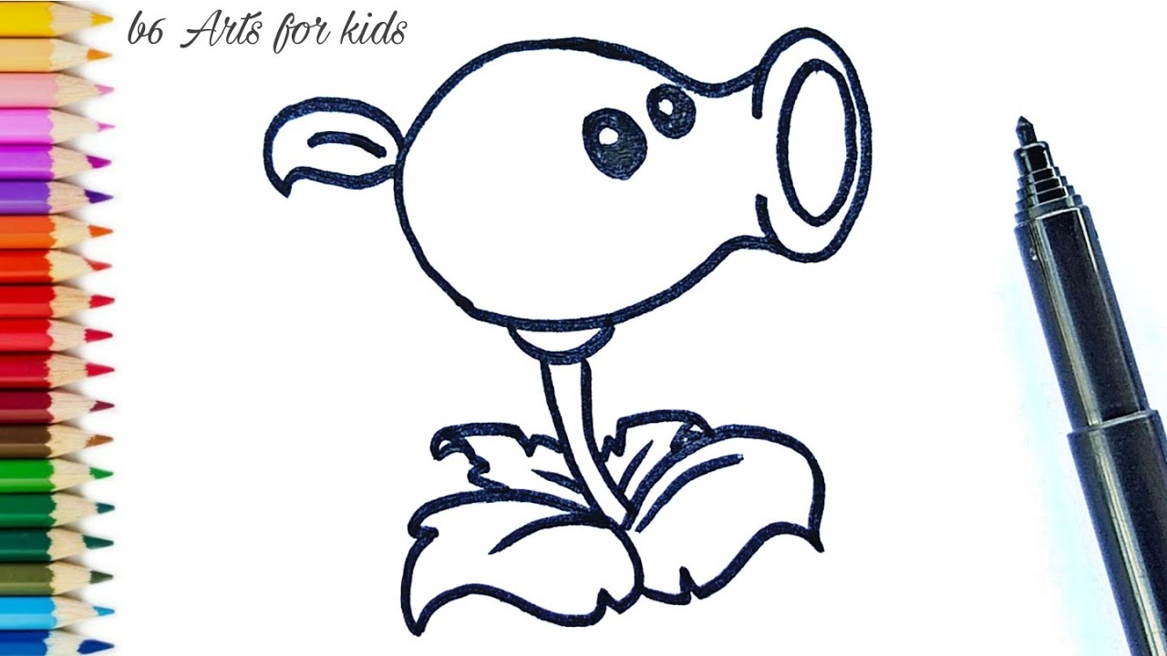 How To Draw A Peashooter (Plants vs Zombies) - YouTube