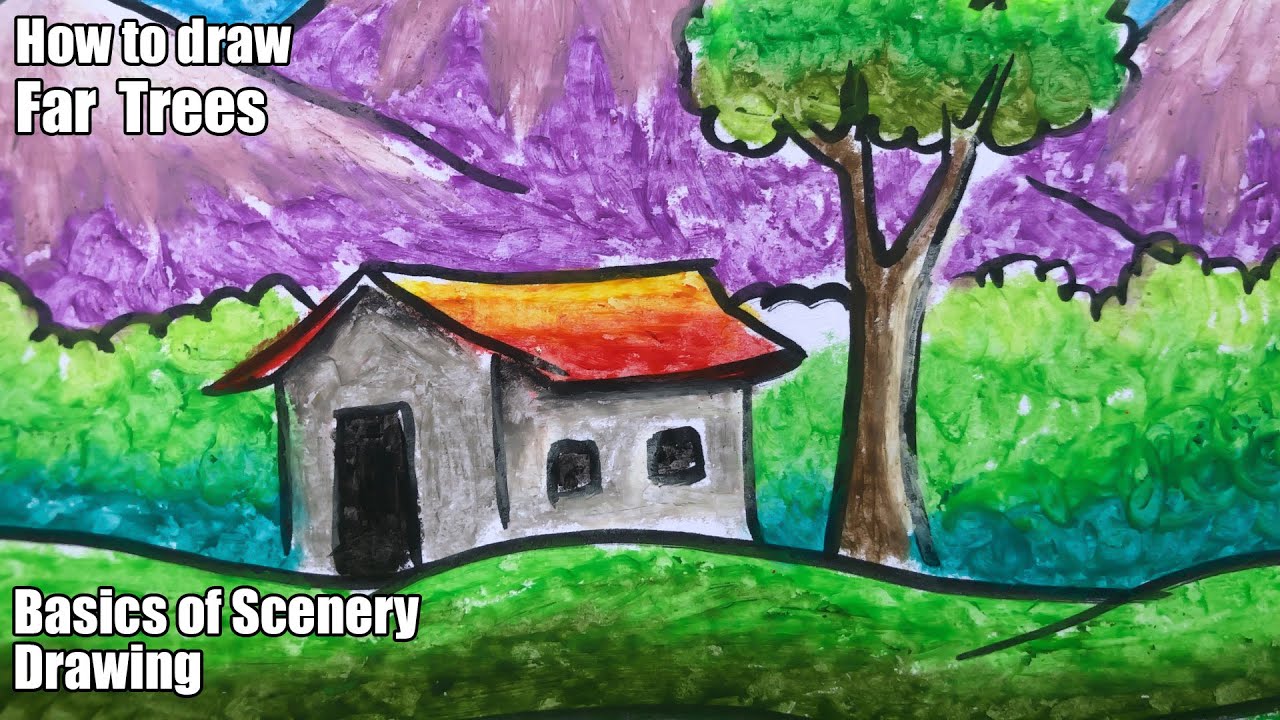 Basics of Scenery | How to draw Far Trees - YouTube