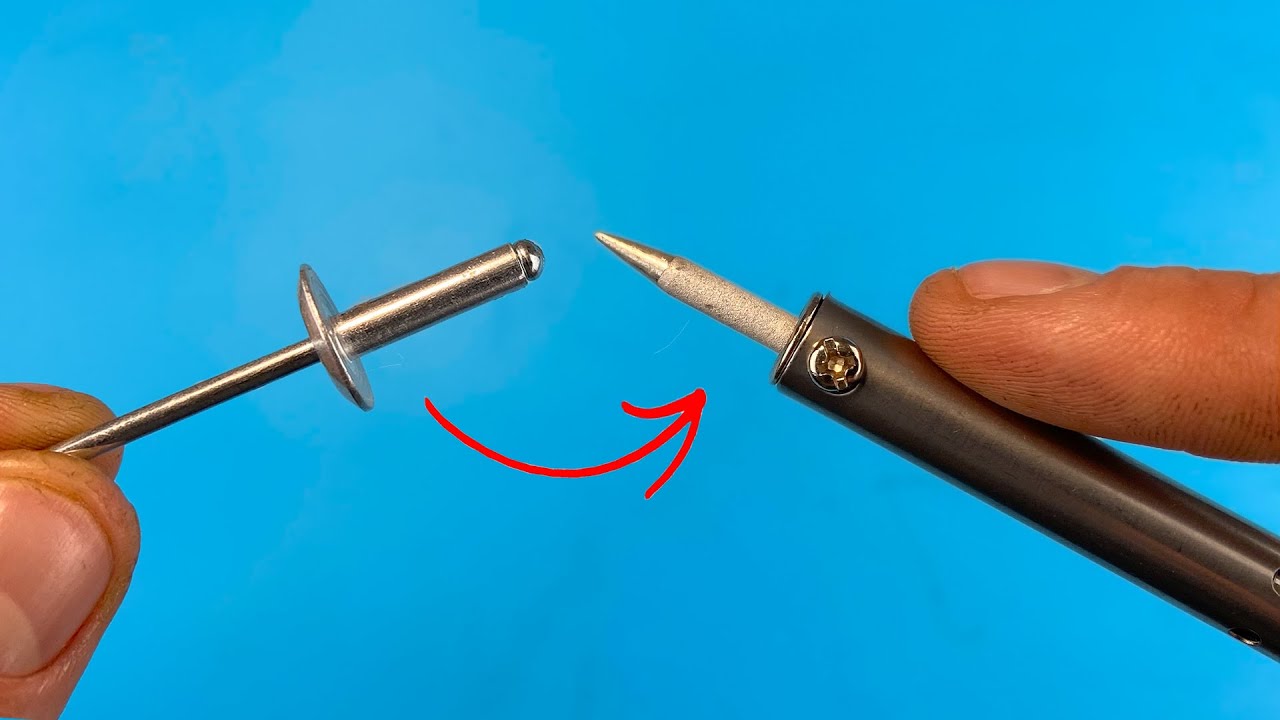 Just place the rivet on your electric soldering iron and be amazed at ...