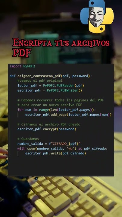 Cifra archivos PDF con python. #python #programacion #pdfpassword - YouTube