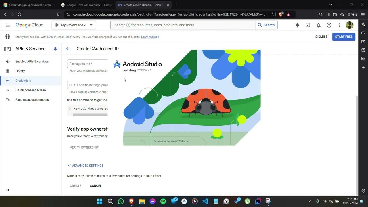SHA-1 certificate fingerprint in android studio for Google cloud ...