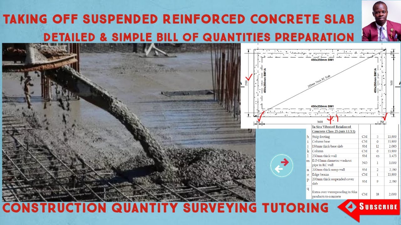 SUSPENDED REINFORCED CONCRETE SLAB TAKING OFF EXPLAINED E16//Bill of ...