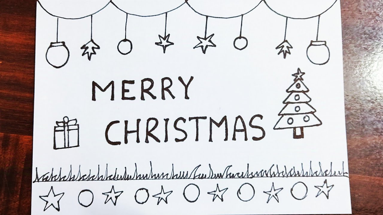 How To Draw Merry Christmas Poster | Pencil Drawing Easy | Merry ...
