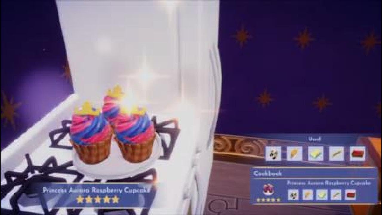 Disney Dreamlight Valley How to Make Princess Aurora Raspberry Cupcake ...