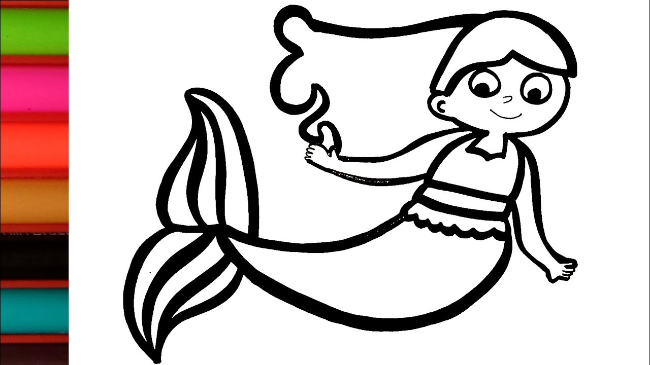 Mermaid Drawing, Coloring and Painting for kid's & Toddlers | How to ...
