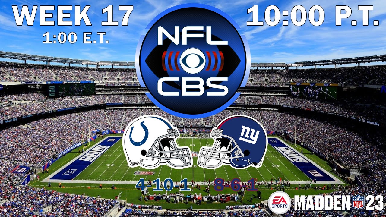 2022 NFL Season - Week 17 - Predictions: Colts at Giants - Madden 23 ...