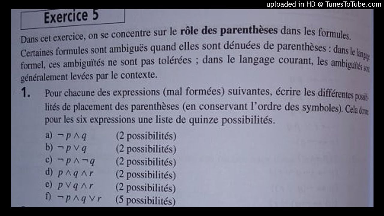 Logique formelle | niveau master: exercices de base 1 (corrigés et ...