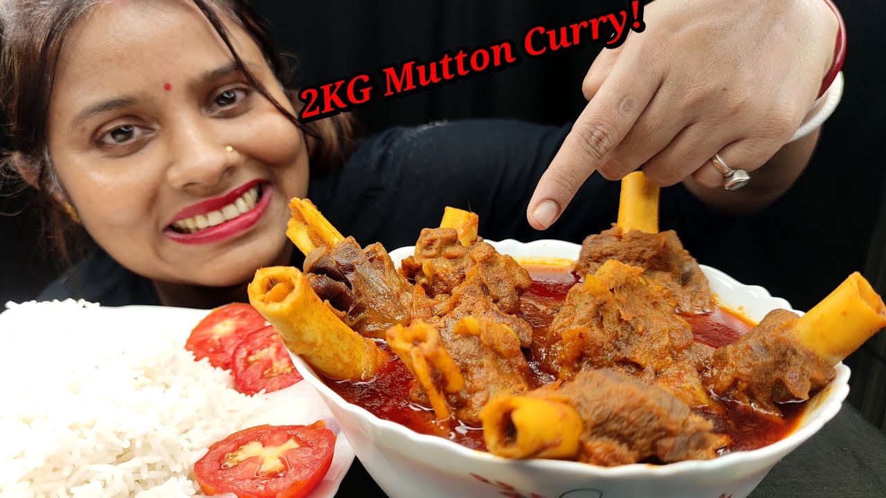 Eating: 2Kg Mutton Curry OILY, Basmati Rice, Salad| Dhaba Style Mutton ...