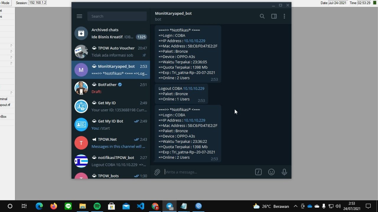 Membuat Bot Telegram Kirim Notifikasi Otomatis Saat User Hotspot Login ...