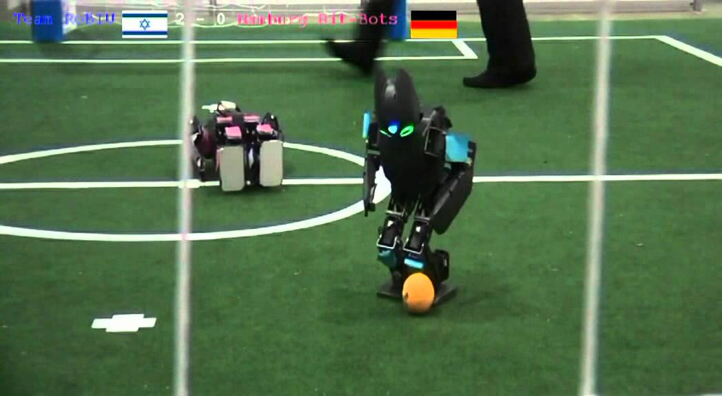 RoboCup 2012 Kid Size: Team RoBIU (Israel) / Hamburg Bit-Bots (Germany) - YouTube