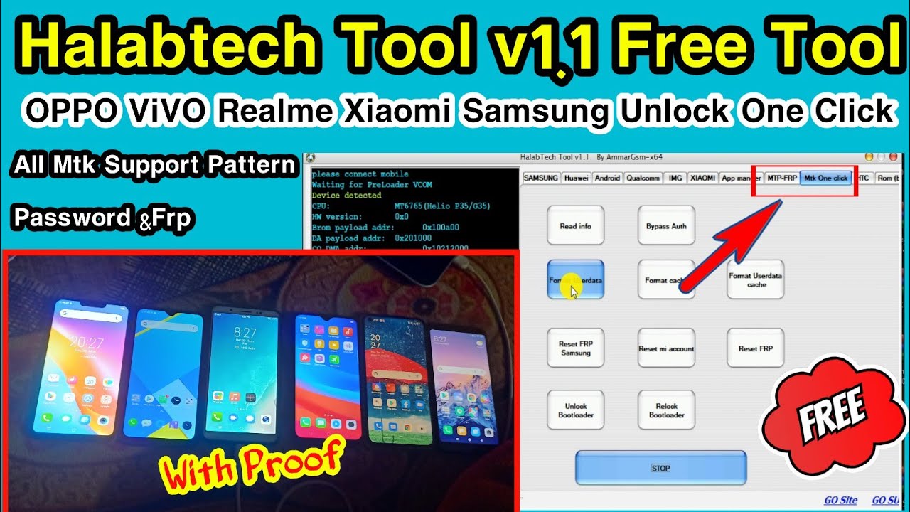 halabtech tool v1.1 2022 Free Tool | OPPO Realme Xiaomi Vivo Samsung One'click Pattern Password ...