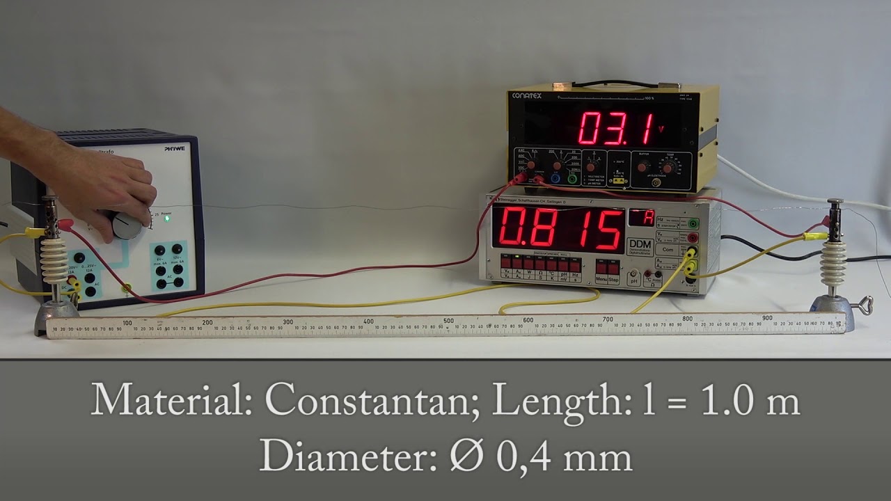 Measurement of the current voltage characteristics of constantan ...