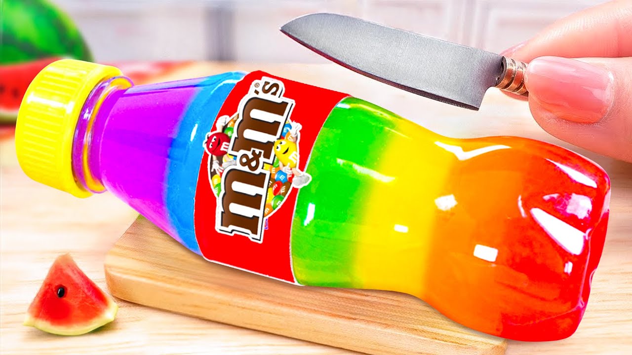 Fresh Rainbow M&M Jelly Bottle Decorating 😍🍭 Making Fruit Mini Jelly ...